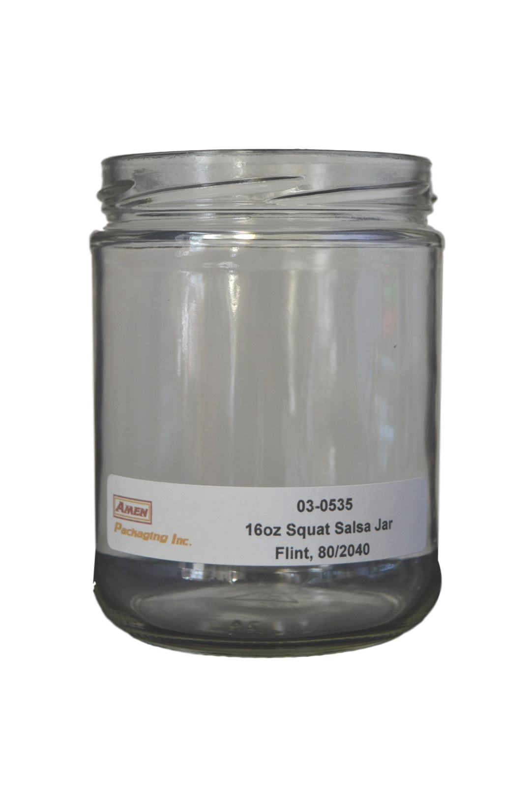 16 oz squat salsa jar flint glass 82-2040 – Amen Packaging
